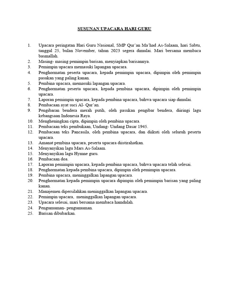 Susunan Upacara Hari Guru 2023 Pdf
