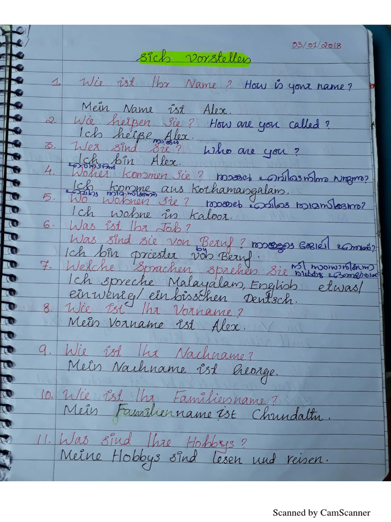 German A1 Notes | PDF