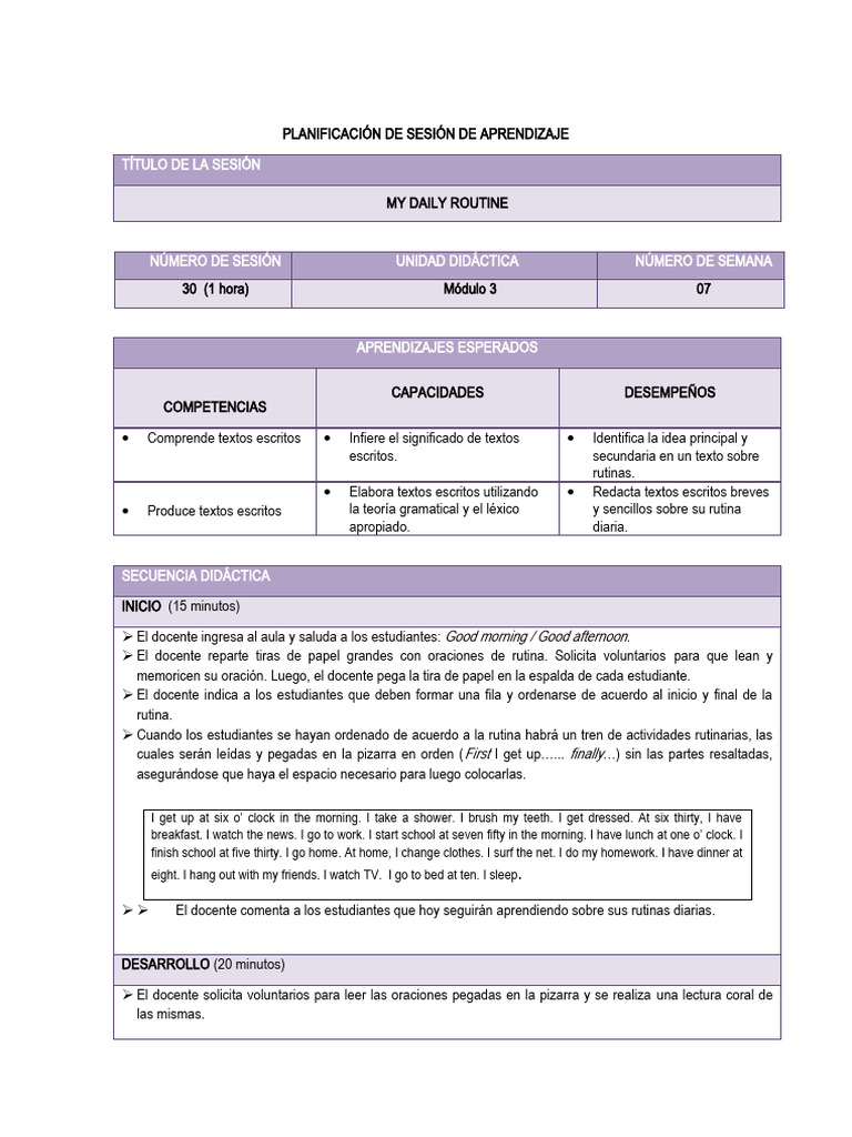 30 - ING - Mi Rutina Diaria | PDF
