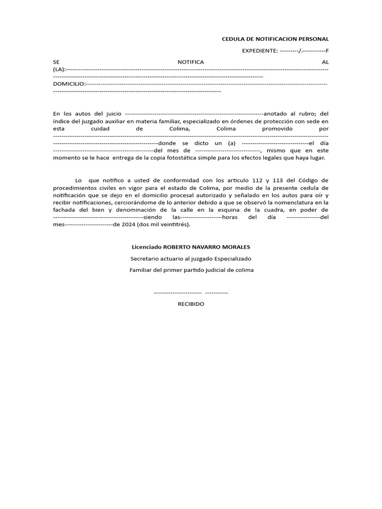 Cedula de Notificacion Personal | PDF | Demanda judicial | Sentencia (ley) Cedula de Notificacion Personal | PDF | Demanda judicial | Sentencia (ley)