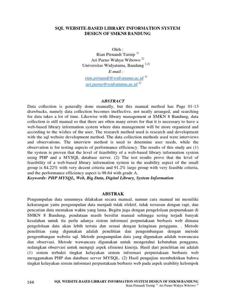 Jurnal SQL Website-Based Library Information System Design of SMKN 8 Bandung | PDF | Bisnis ...