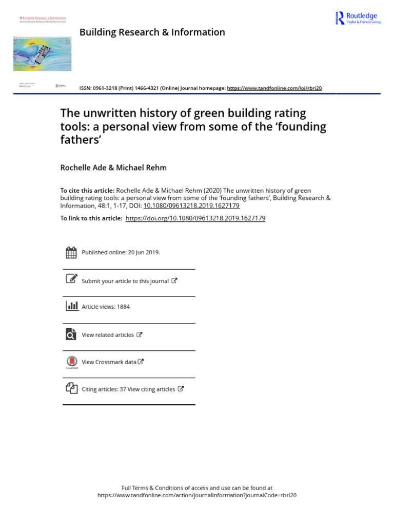 The Unwritten History of Green Building Rating Tools A Personal View ...