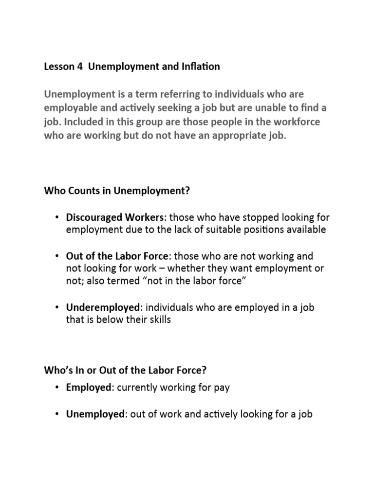 Lesson 4 Unemployment and Inflation | PDF | Unemployment | Inflation