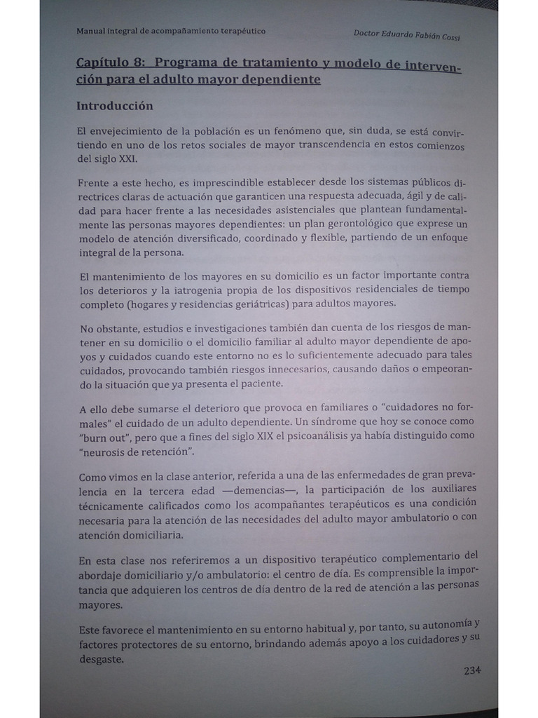 Adultos Mayores. Cap 8. Manual de Acompañamiento Terapéutico. Dr. Cossi | PDF