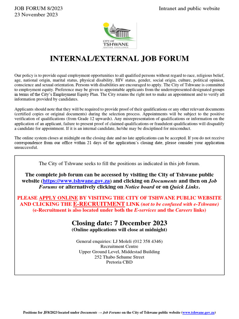 Job Forum 8-2023 Various Departments - Critical and Related Positions ...