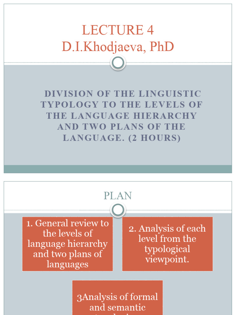 Lecture 5 Division of The Lingistic Typology To The Levels of The | PDF ...