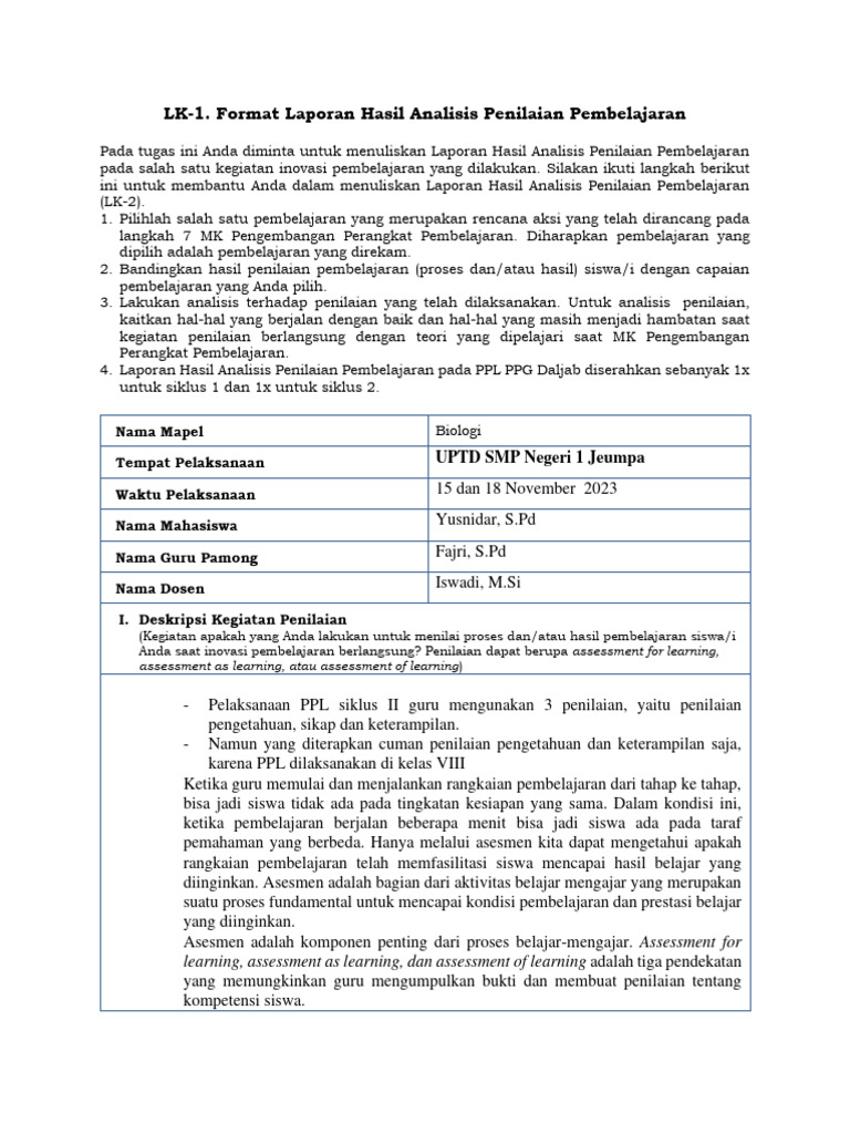 LK 1 Yus | PDF | Karier & Perkembangan