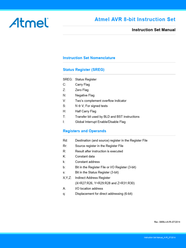 Avr Instruction Set Download Free Pdf Computer Architecture Computer Engineering 