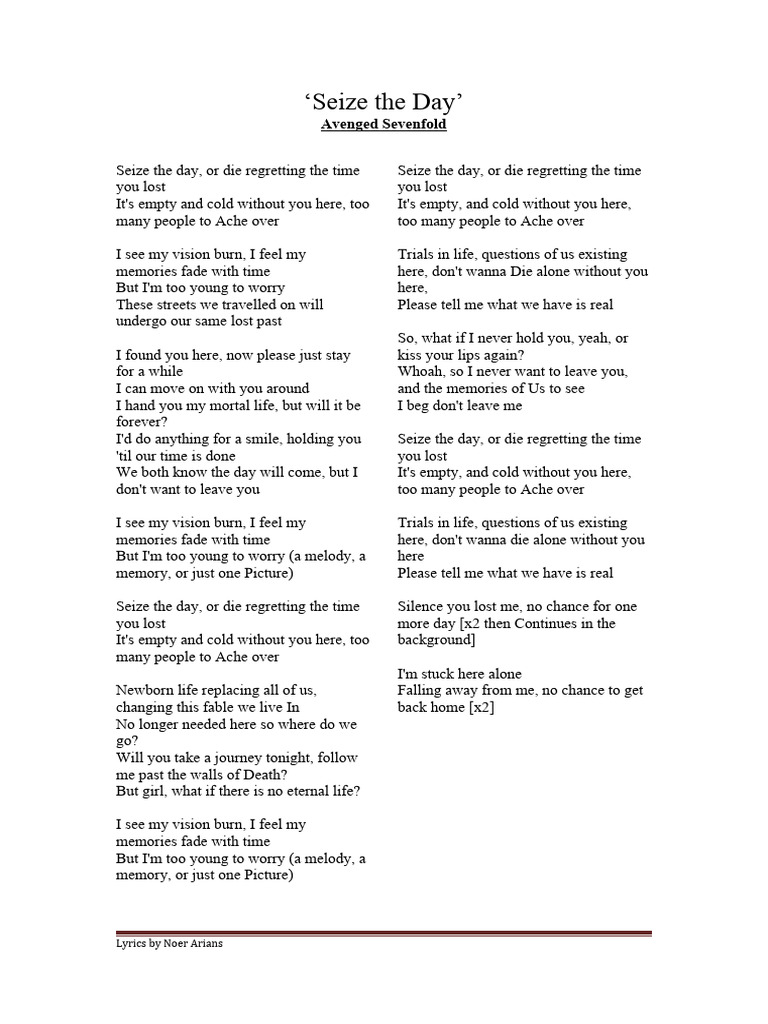 A7X - Seize The Day - 0 | PDF