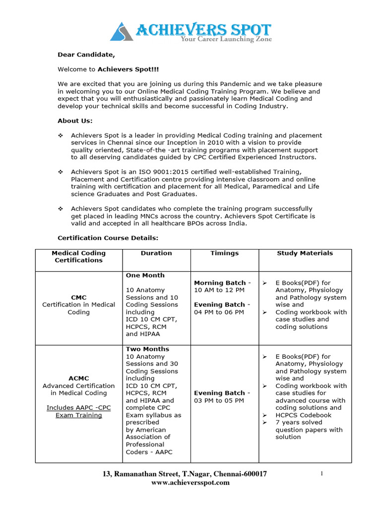 Welcome Letter - Achievers Spot | PDF | Health Care