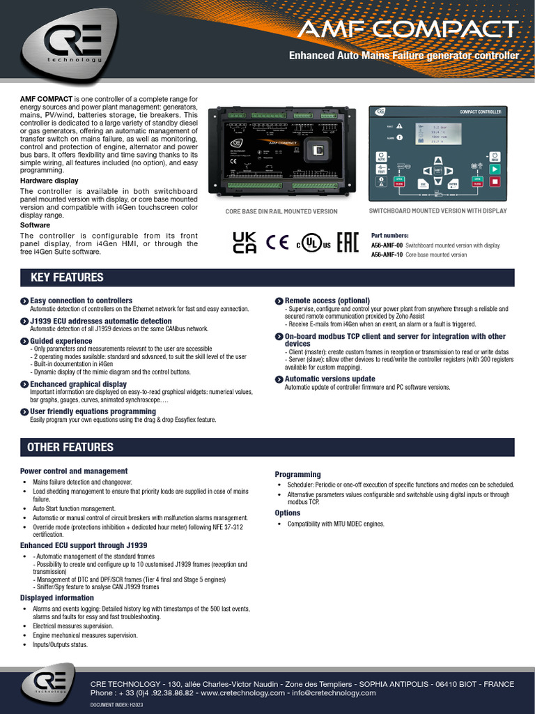 Amf Compact Product Sheet en H 2023 | PDF | Mains Electricity | Power ...