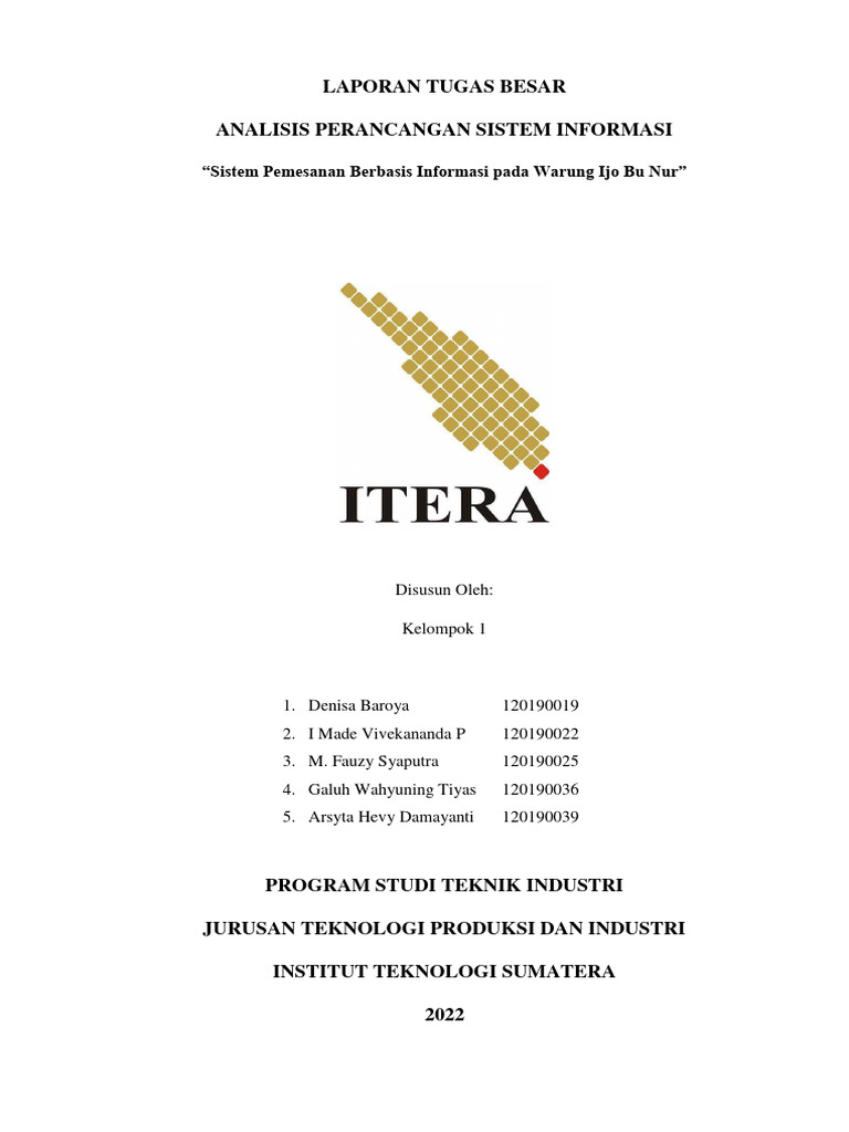 LAPORAN TUGAS BESAR ANALISIS PERANCANGAN SISTEM INFORMASI "Sistem Pemesanan Berbasis Informasi ...