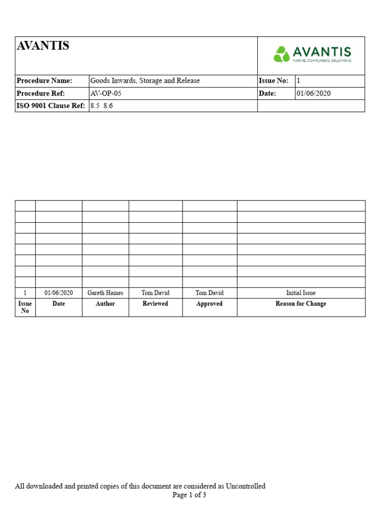 Goods Inwards & Storage Procedure | PDF | Business | Business Process