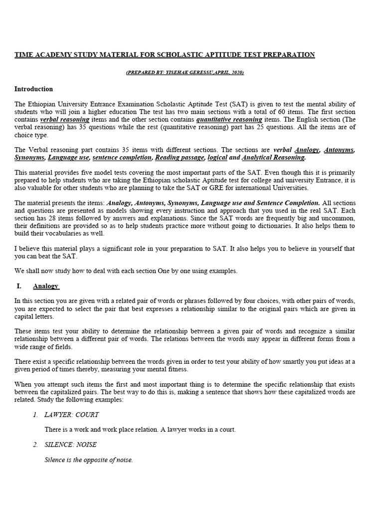 Time Academy Study Material For Scholastic Aptitude Test Preparation ...