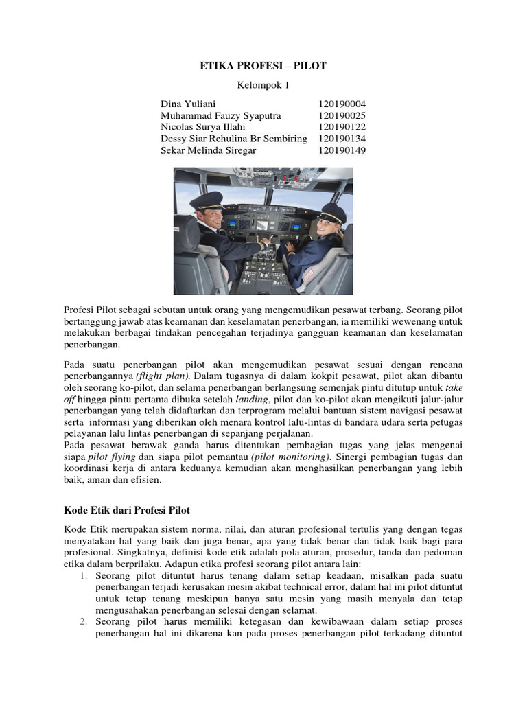 Etika Profesi Pilot | PDF | Karier & Perkembangan | Kesehatan Holistik