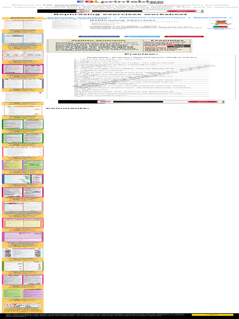 Rephrasing Exercises - ESL Worksheet by Marta | PDF | Cognitive Science ...