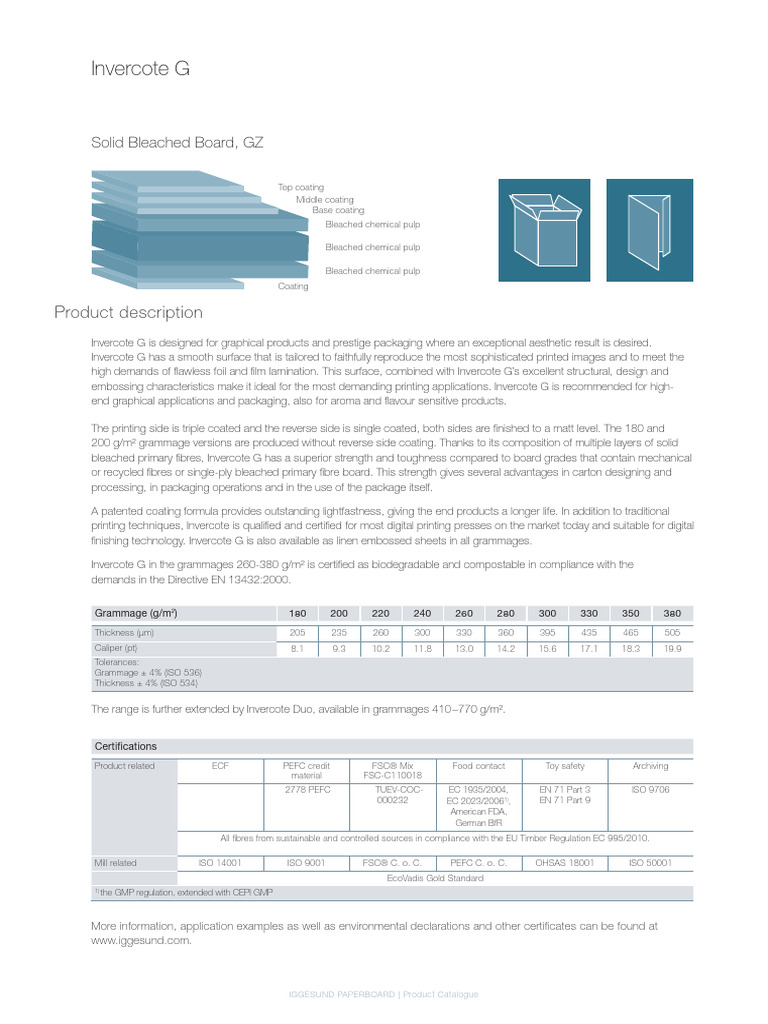 Invercote G | Download Free PDF | Pulp (Paper) | Packaging And Labeling