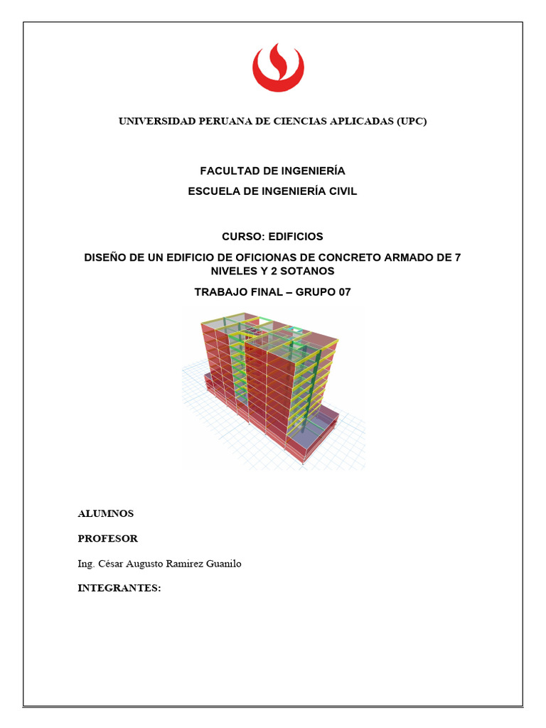 Diseño de Un Edificio de Oficinas de Concreto Armado de 7 Pisos y 2 Sótanos | PDF | Viga ...