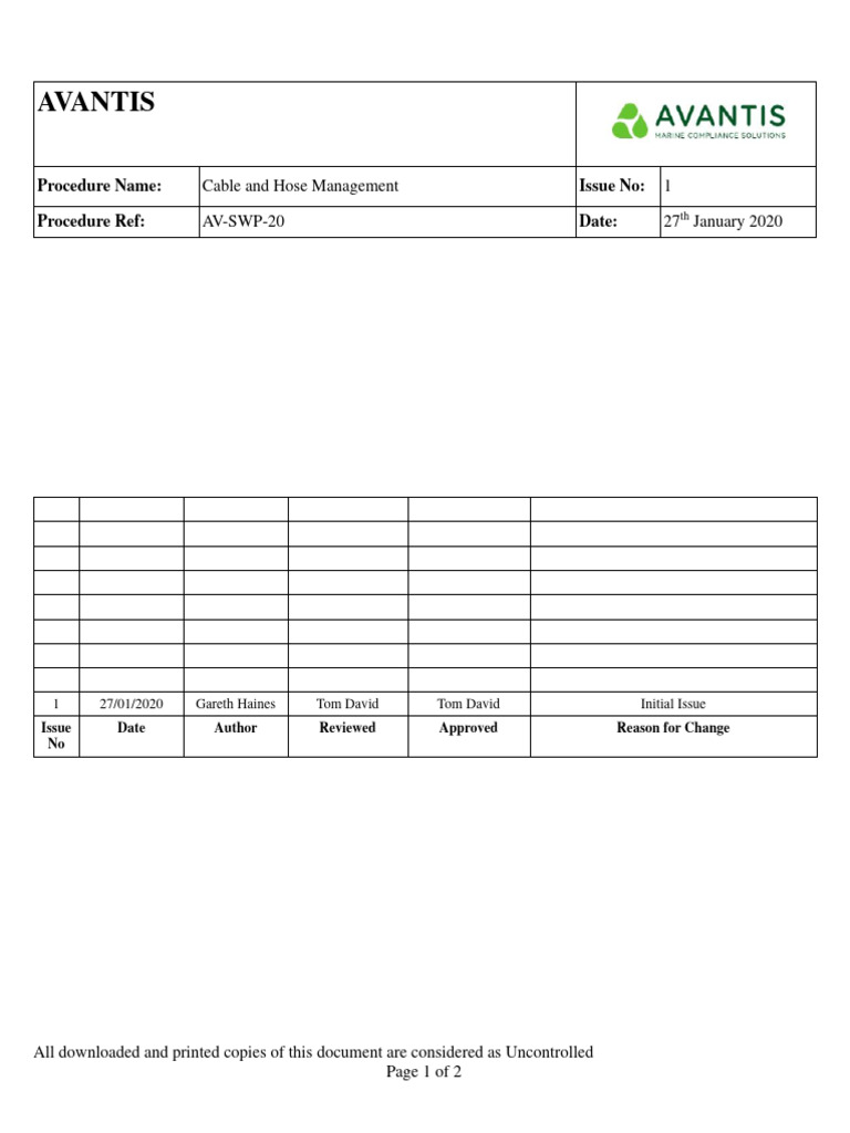 AV-SWP-20 Cable and Hose Management Iss 1 | PDF