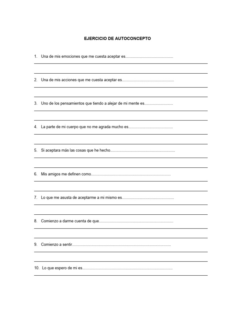 Ejercicio de Autoconocimiento Personal | PDF | Crecimiento personal y profesional | Relaciones ...