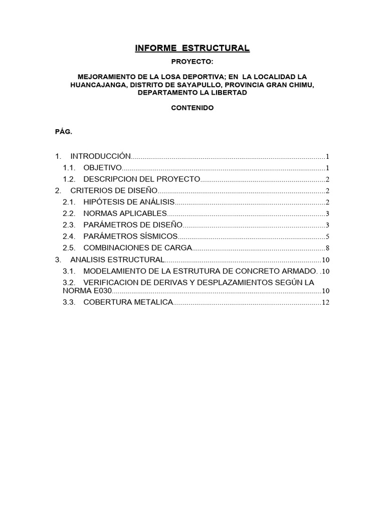 Informe Estructural | PDF | Hormigón | Física Aplicada e Interdisciplinaria