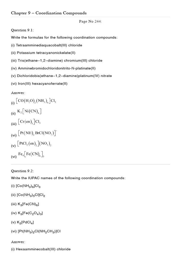 CH 9 | PDF | Coordination Complex | Ion