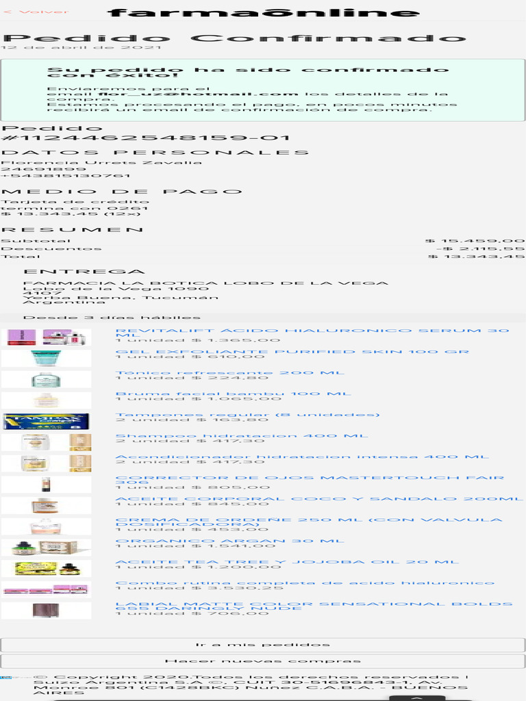 Pedido Confirmado | PDF