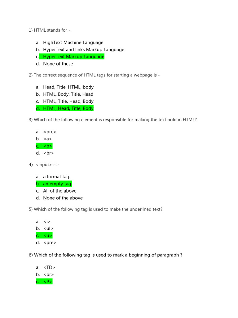 1) HTML Stands For | PDF | Html | Html Element