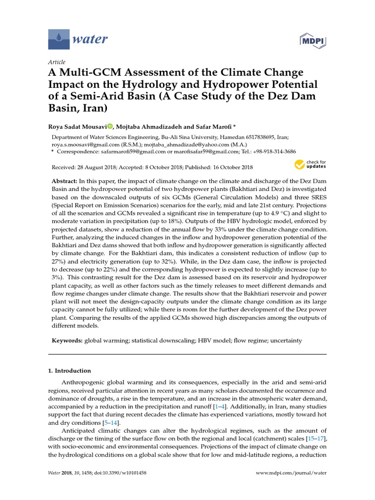 Climate Impact on Dez Dam Hydropower | PDF | General Circulation Model ...