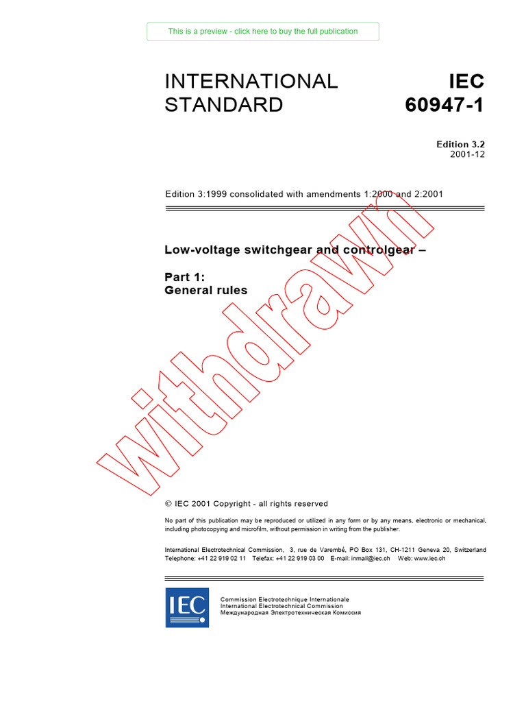 Iec 60947-1-2007 | PDF | Electromagnetic Compatibility | Fuse (Electrical)