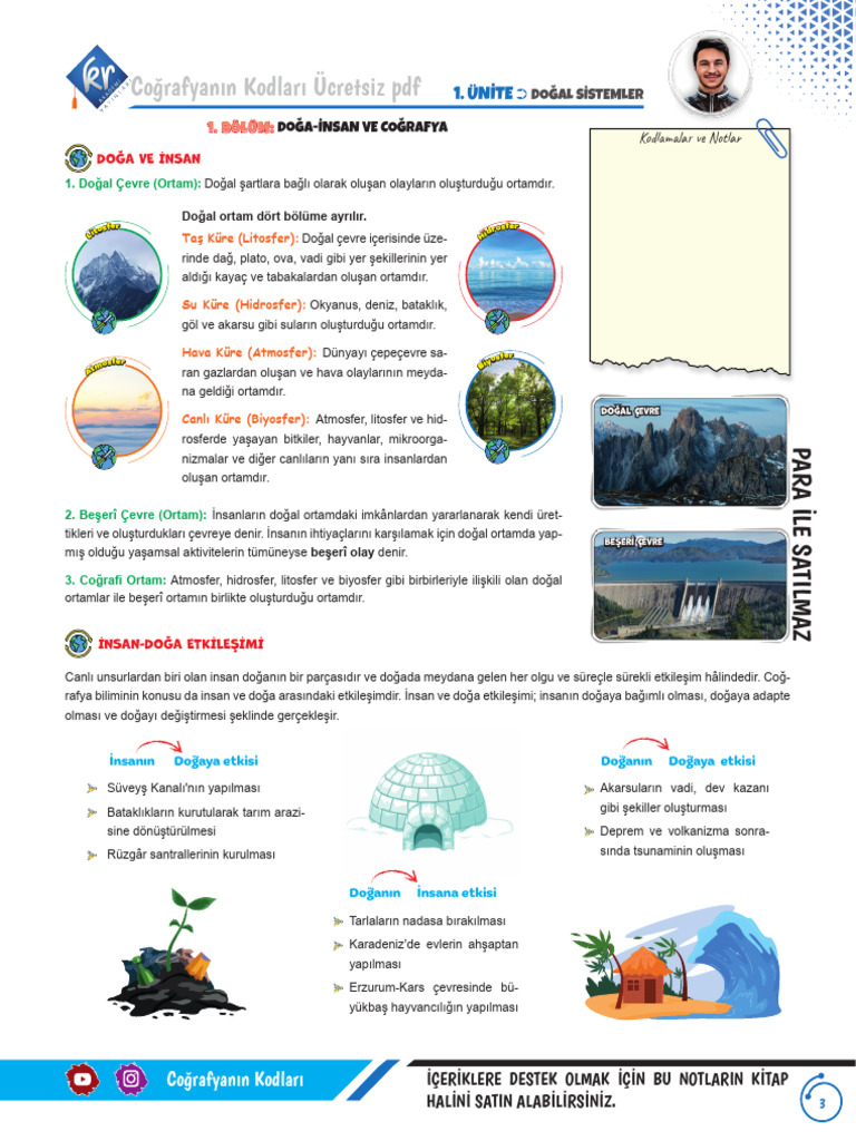 Tyt Cografya Doga Ve Insan Konu Anlatimi PDF Ders Notlari 2023202215745 | PDF