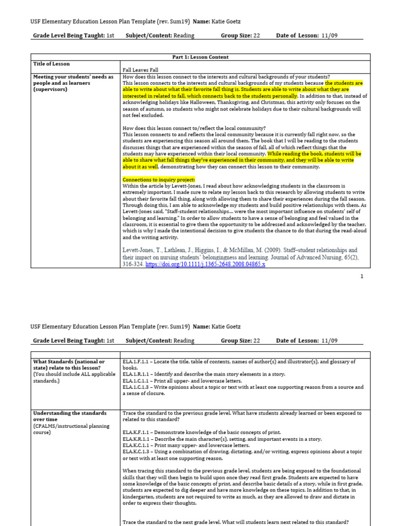 Inquiry 2 Fall Leaves Fall Lesson Plan-1 | PDF | Lesson Plan ...