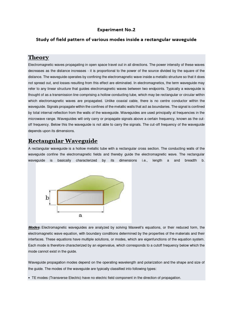 Experiment No 2 | PDF | Waveguide | Waves