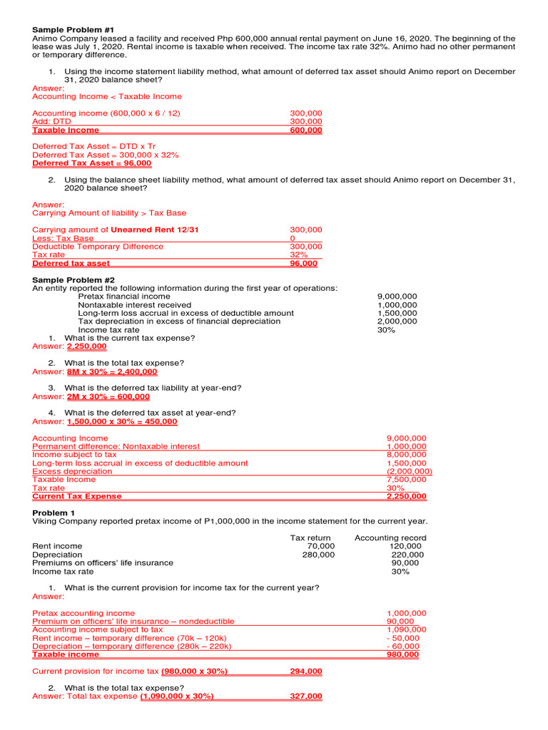 Finacc 6 A3 1 | PDF | Deferred Tax | Tax Expense