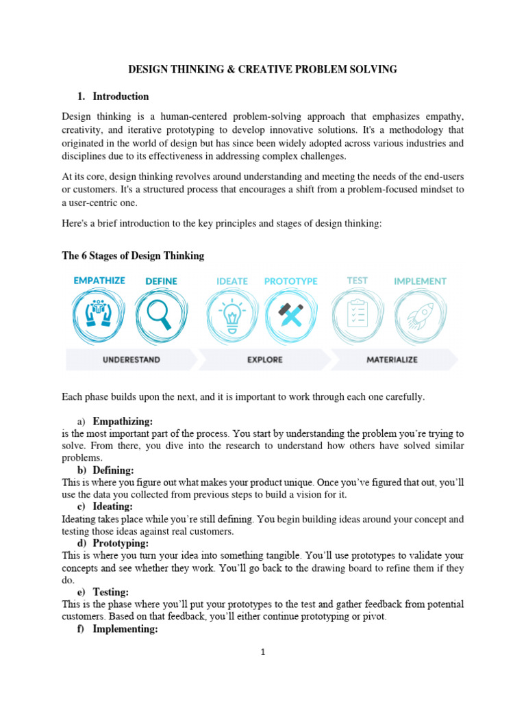 DESIGN THINKING & CREATIVE PROBLEM SOLVING (1) Compressed | PDF | Design Thinking | Brainstorming