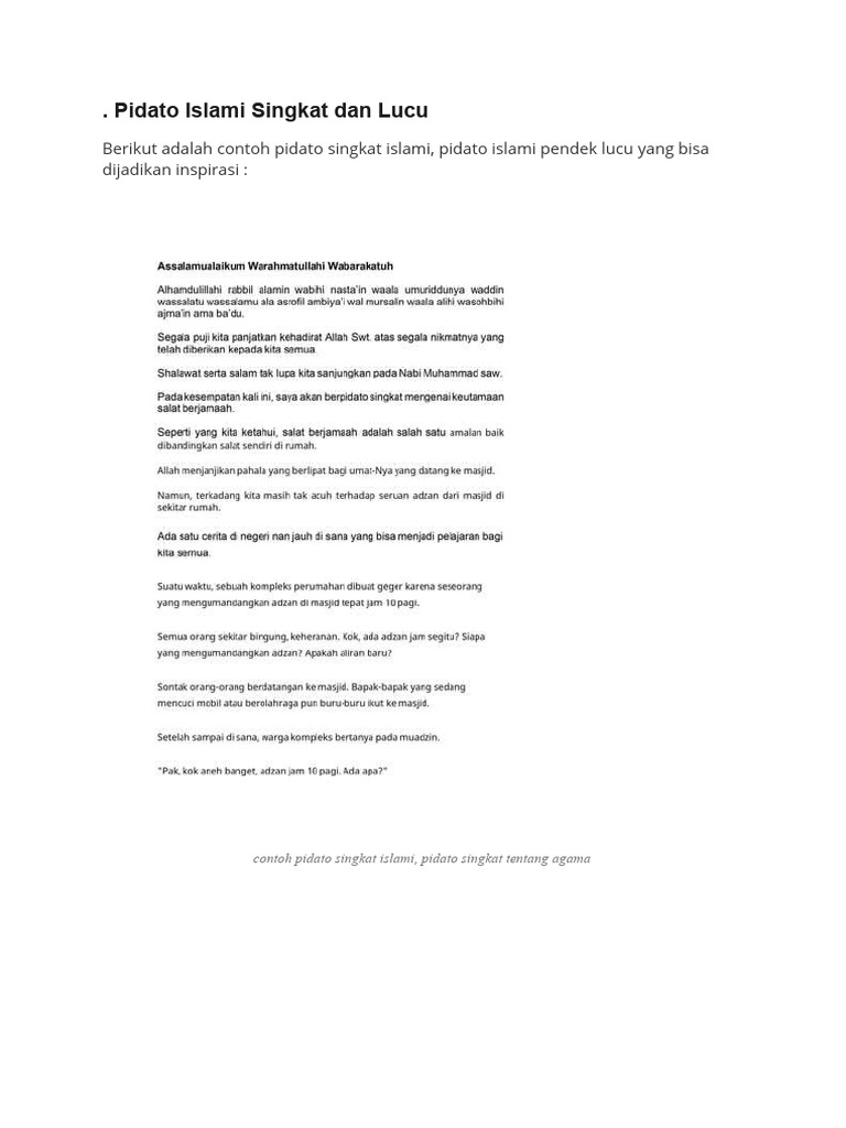 Pidato Islami Singkat Dan Lucu | PDF | Agama & Spiritualitas