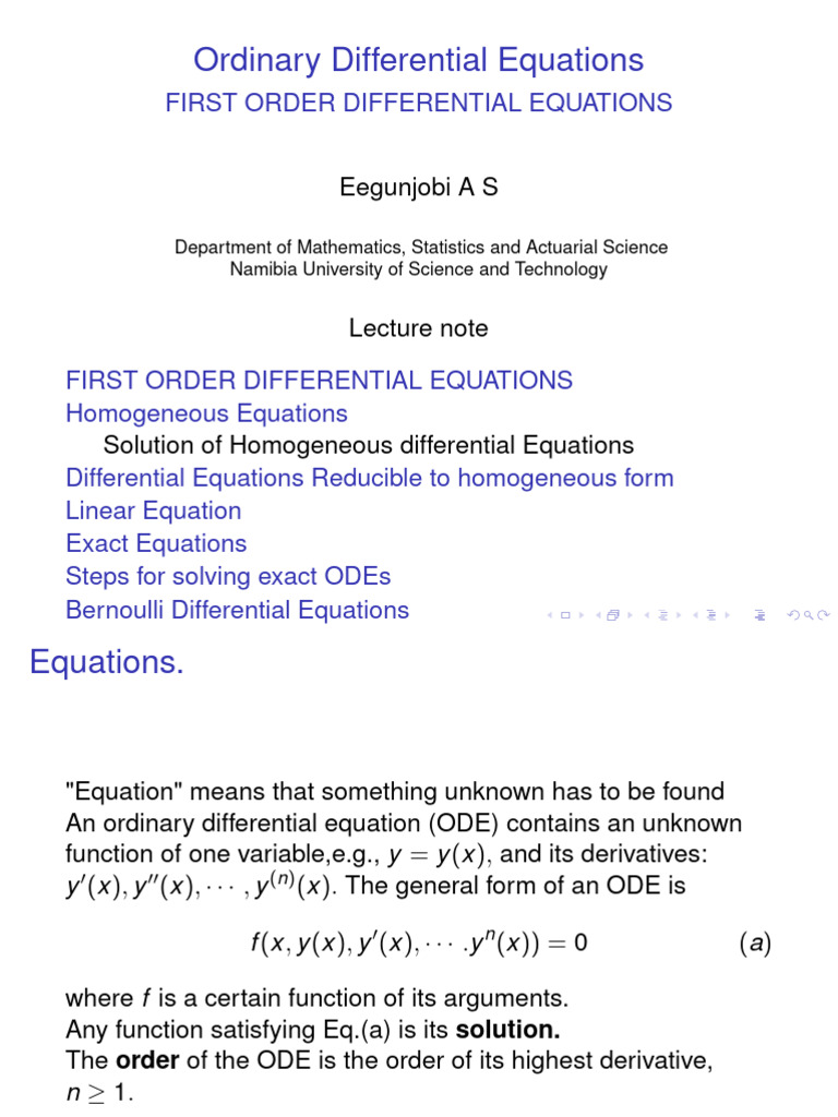 First Order | PDF | Ordinary Differential Equation | Differential Equations