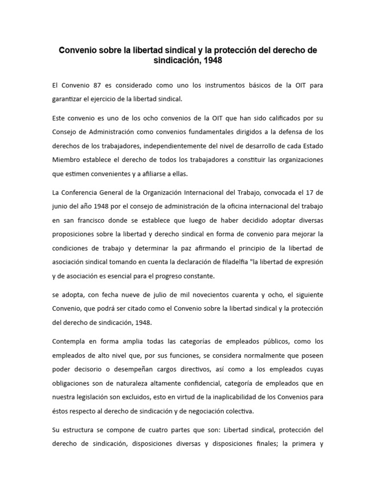 Convenio 87 2 | PDF | Organización Internacional del Trabajo | Gobierno