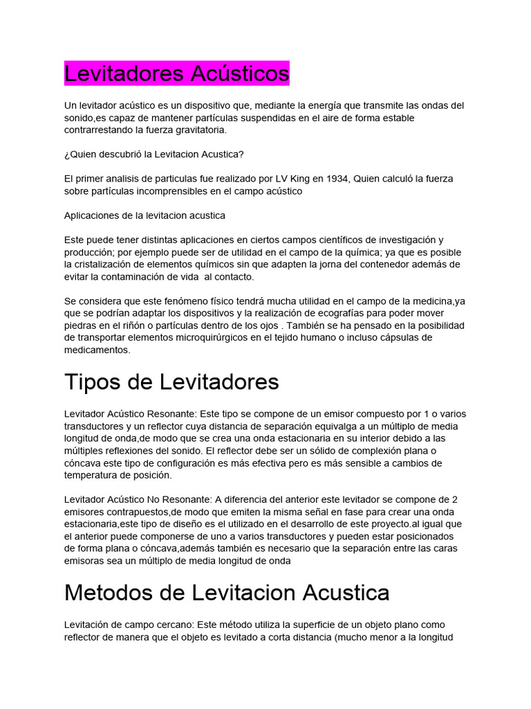 Levitadores Acusticos | PDF | Longitud de onda | Fenómenos científicos