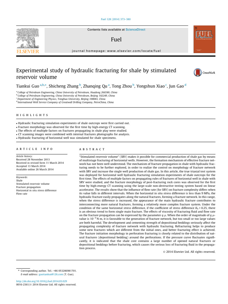 Hydraulic Fracturing in Shale: SRV Study | PDF | Fracture | Shale Gas