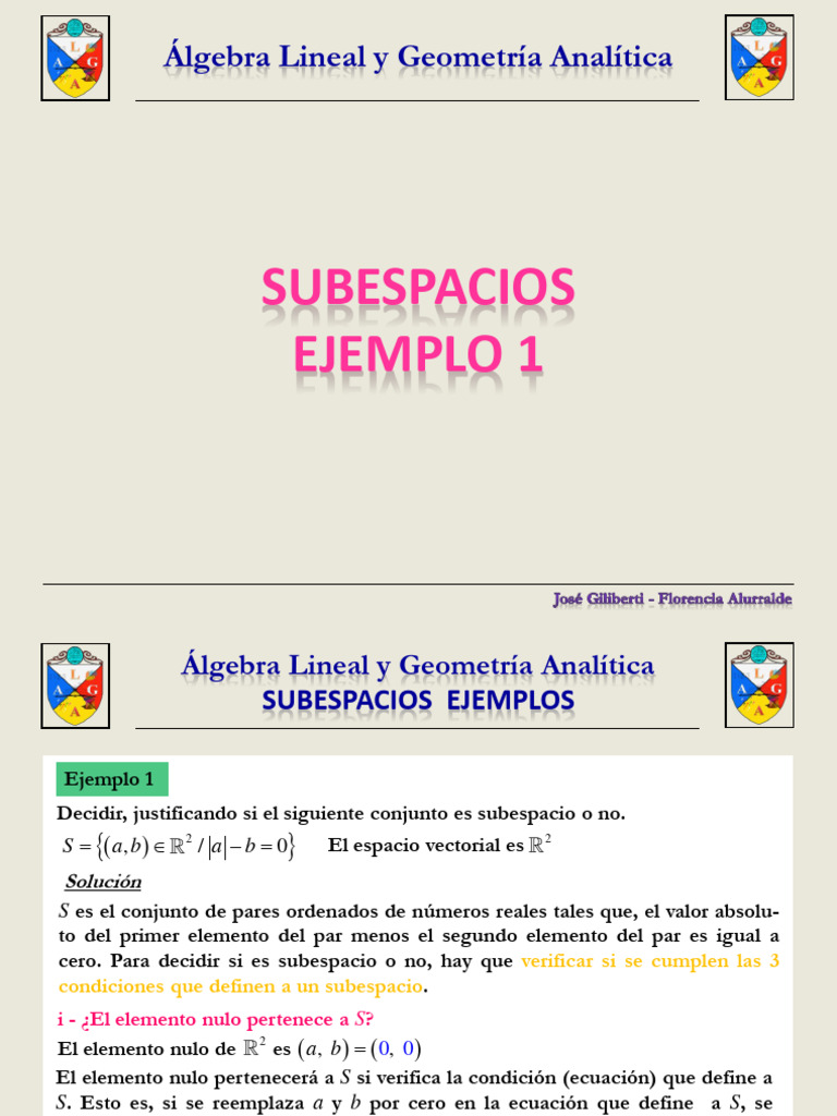 3 - Subespacios - Ejemplo 1 | PDF | Álgebra lineal | Ecuaciones