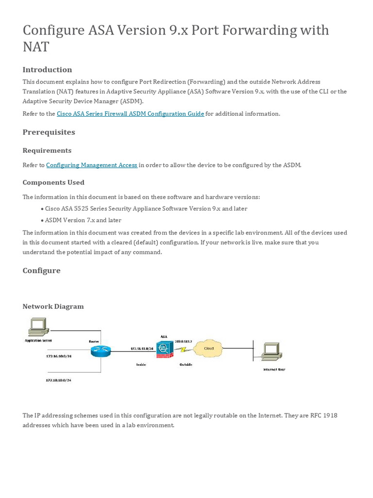 Cisco ASA Forward Ports | PDF | Port (Computer Networking) | Ip Address