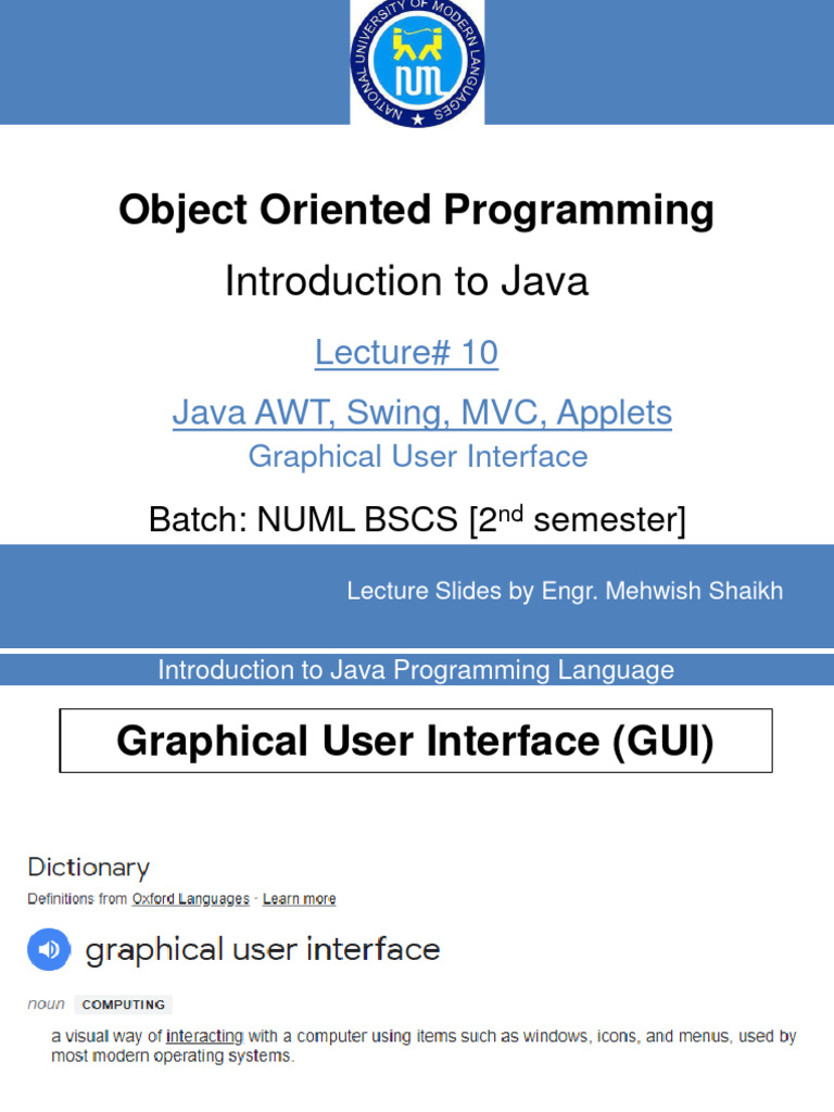 Lecture Java Applets Swing Awt Mvc Download Free Pdf Java Programming Language 6754