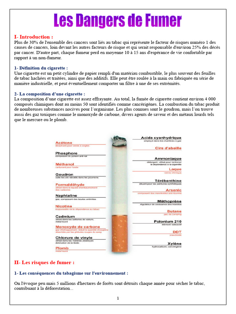 Dangers et conséquences du tabagisme | PDF | Cigarette | Tabac