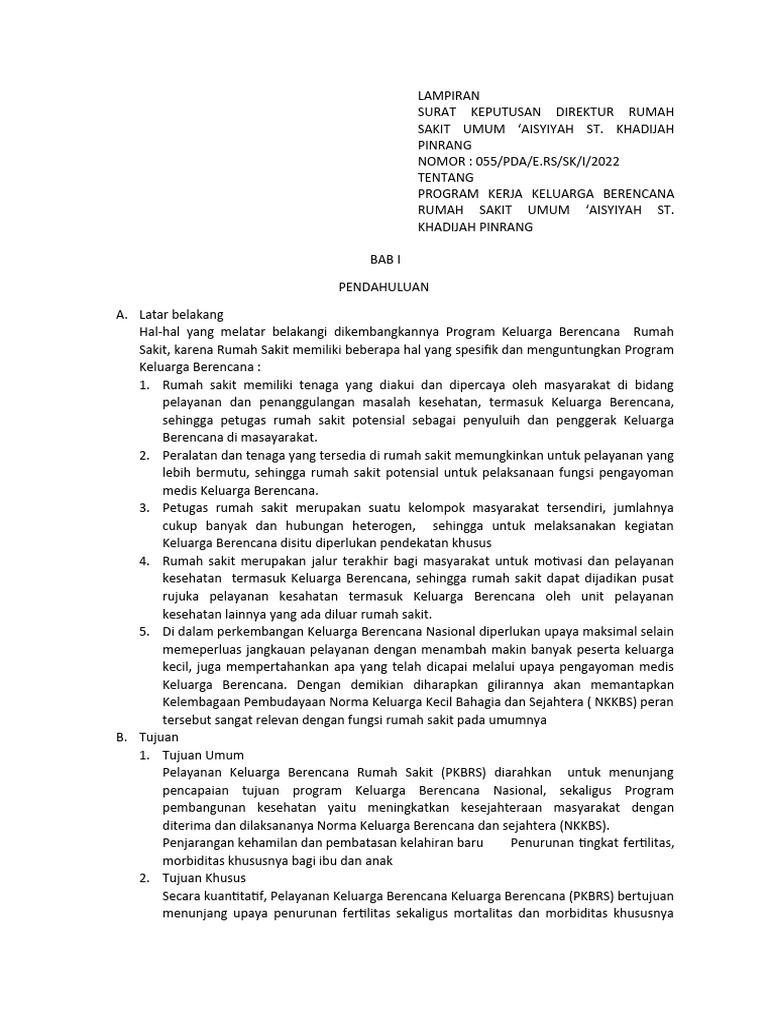 LAMPIRAN Program Kerja PKBRS | PDF