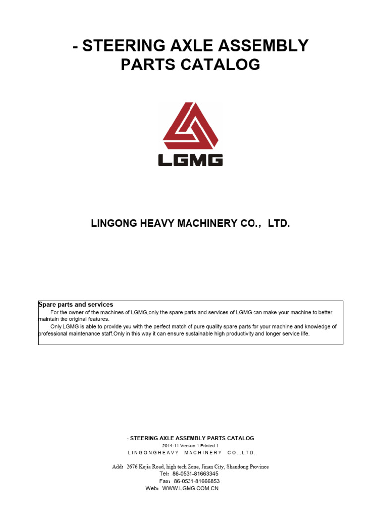 LGMG CMT96 Steering Axle Parts Catalog | PDF | Axle | Mechanical ...