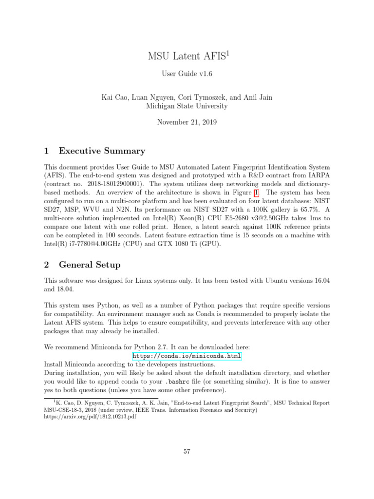 MSU Latent AFIS User Guide | PDF | Computer File | Fingerprint