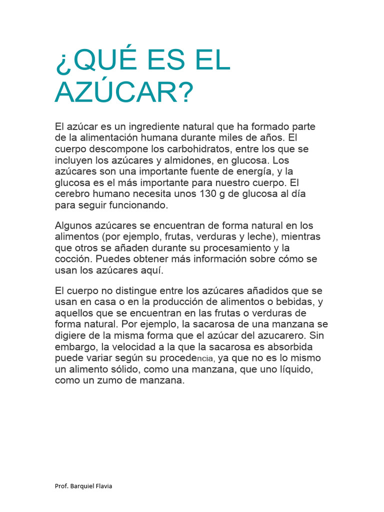 ¿Qué es el azúcar y su consumo? | PDF | Salud y bienestar