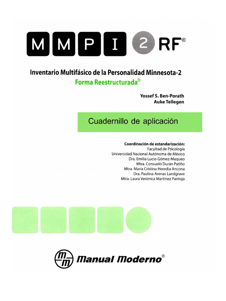 03. Cuadernillo de aplicación MMPI 2 RF (1) | PDF