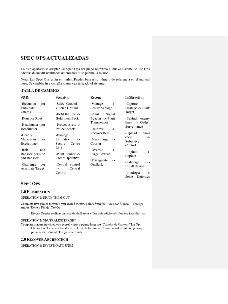 Mapa de Guerra - Spec Ops | PDF